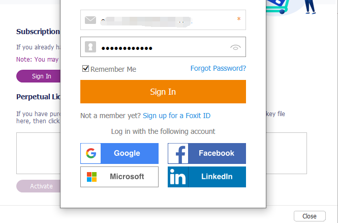 Activate Foxit PDF Editor Subscription