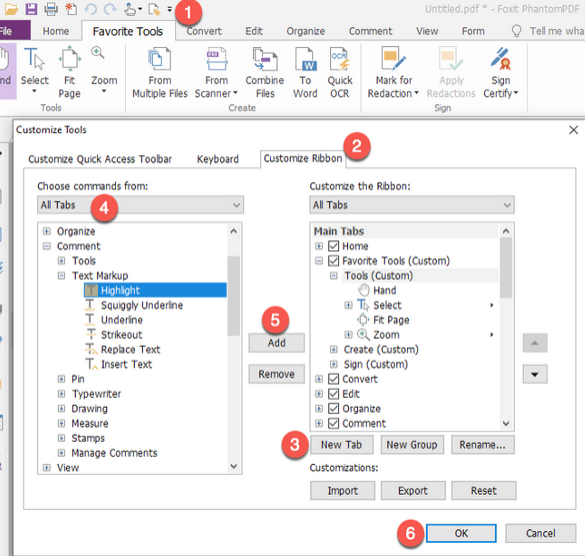 How to customize Foxit PDF Editor's Ribbon/Toolbars