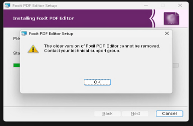 Installation failed. A later version has already been installed?