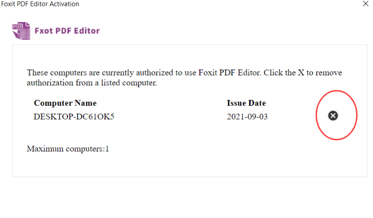 How to remove and recover Foxit PDF Editor or Foxit PDF Editor+ subscription (without Admin console)