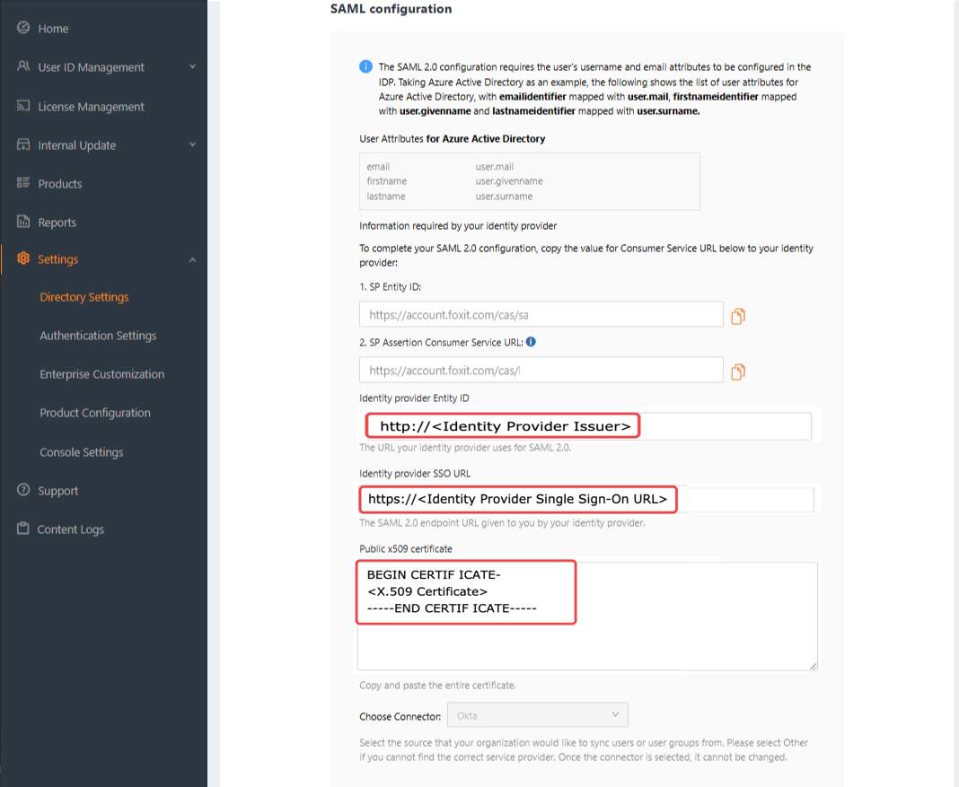 Okta SSO/SAML Configuration