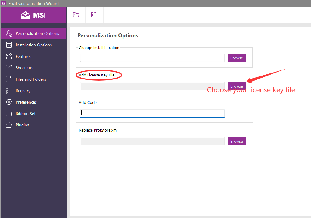 How to integrate the license key file or registration key code when ...